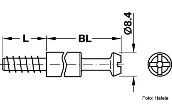 Exzenterbolzen Häfele Maxifix 5x16 mm Bohrmaß 35 mm